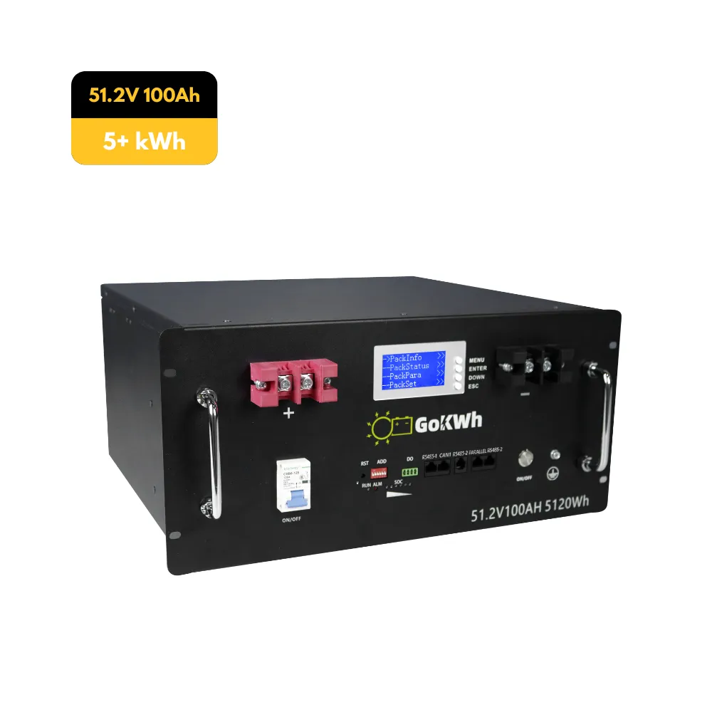GoKWh 51.2V 100Ah 5.1kWh LiFePO4 Rack-mounted Battery Storage - Lightning